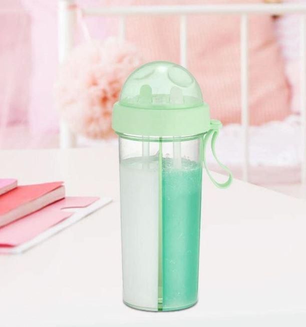 Bottle-Portable Dual Straw Separate Drink Water Beverage Bottle ...